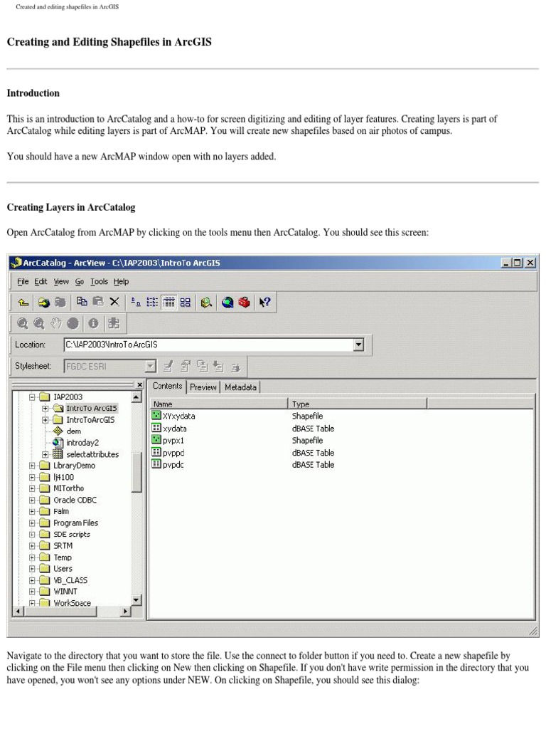 Creating and Editing Shapefiles in Arcgis | PDF | Arc Gis | Data