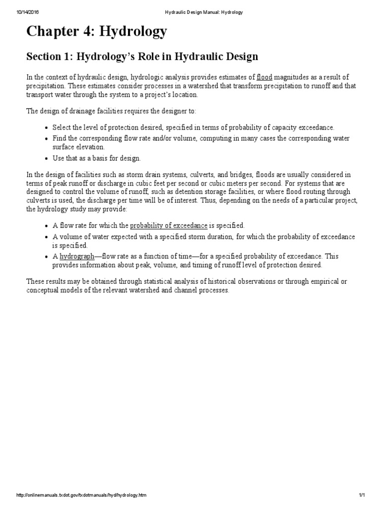 Hydraulic Design Manual - Hydrology | PDF | Flood | Discharge (Hydrology)