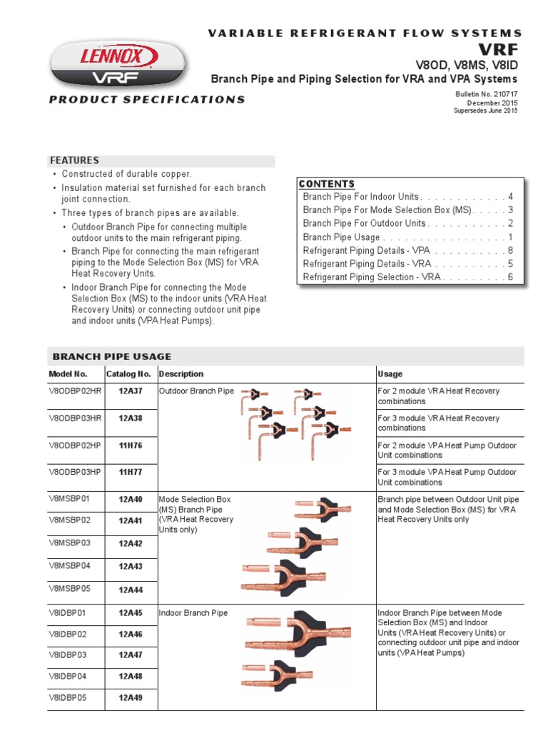 Ref Piping Selection VRF | Pipe (Fluid Conveyance) | Heat Pump