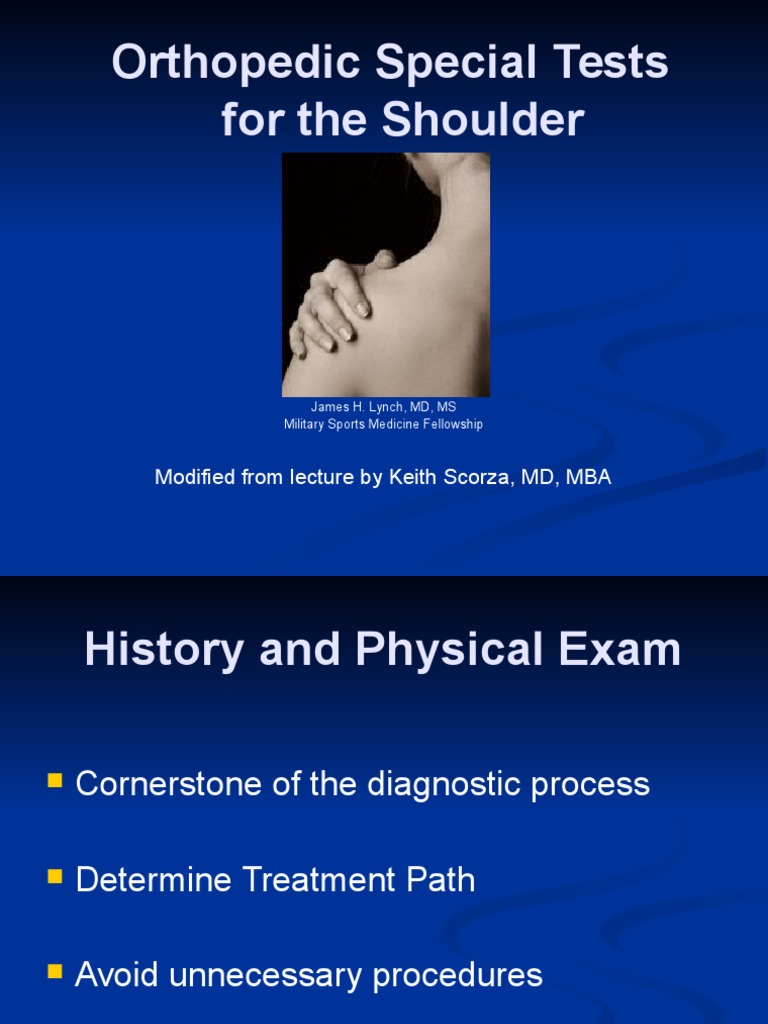 Shoulder Special Tests | PDF | Shoulder | Joints