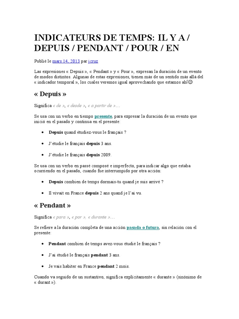 Indicateurs de Temps | PDF | Onomástica | Semántica