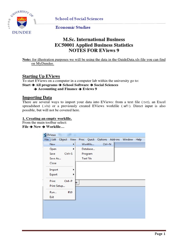 EViews Guide | PDF | Errors And Residuals | Regression Analysis