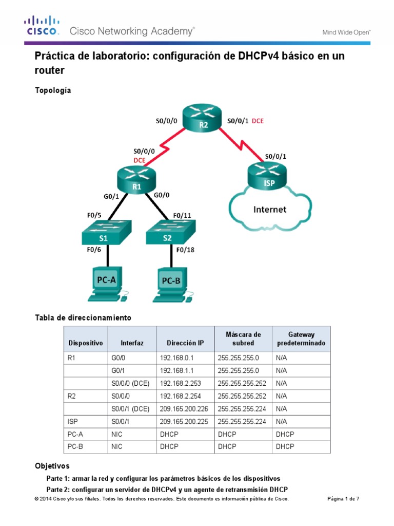 10.1.2.4 Lab - Configuring Basic DHCPv4 On A Router | PDF | Dirección IP | Enrutador (Computación)