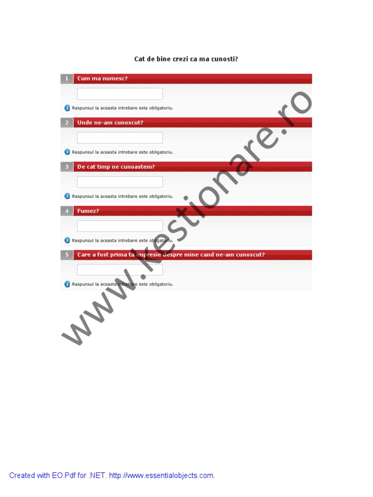 Chestionar Cat de Bine Ma Cunosti | PDF