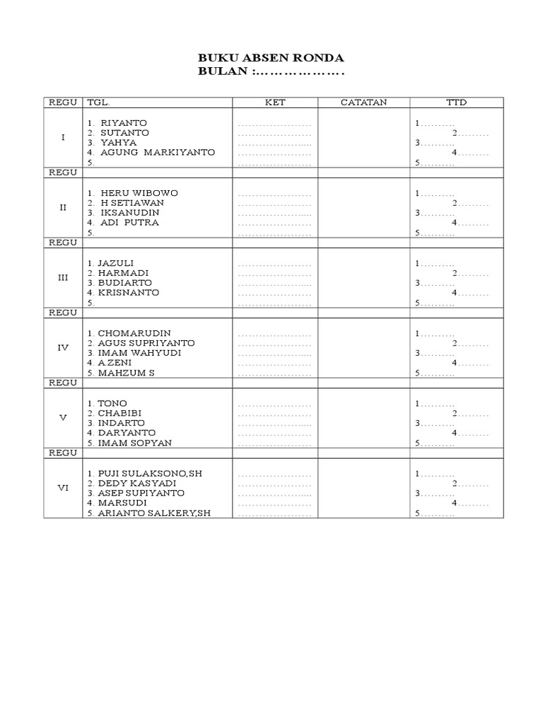 Buku Absen Ronda | PDF
