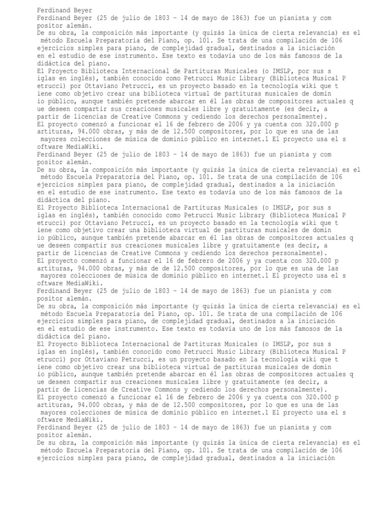 Método de Piano de Ferdinand Beyer | PDF | Partituras | Composiciones ...