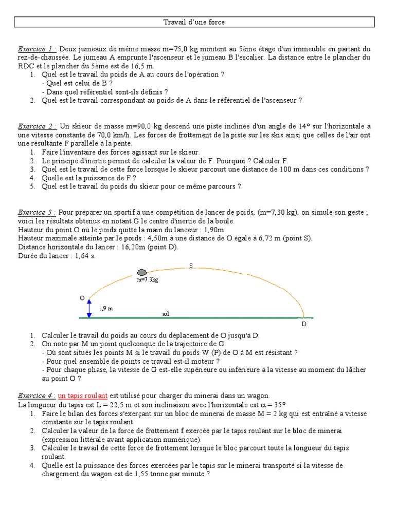 Calculs de travail et puissance en physique | PDF | Pendule (physique ...