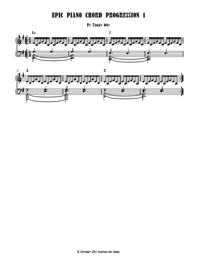 Epic Piano Chords Progression 1 | PDF