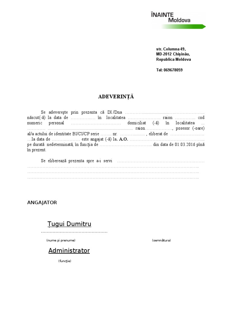 Adeverinta | PDF