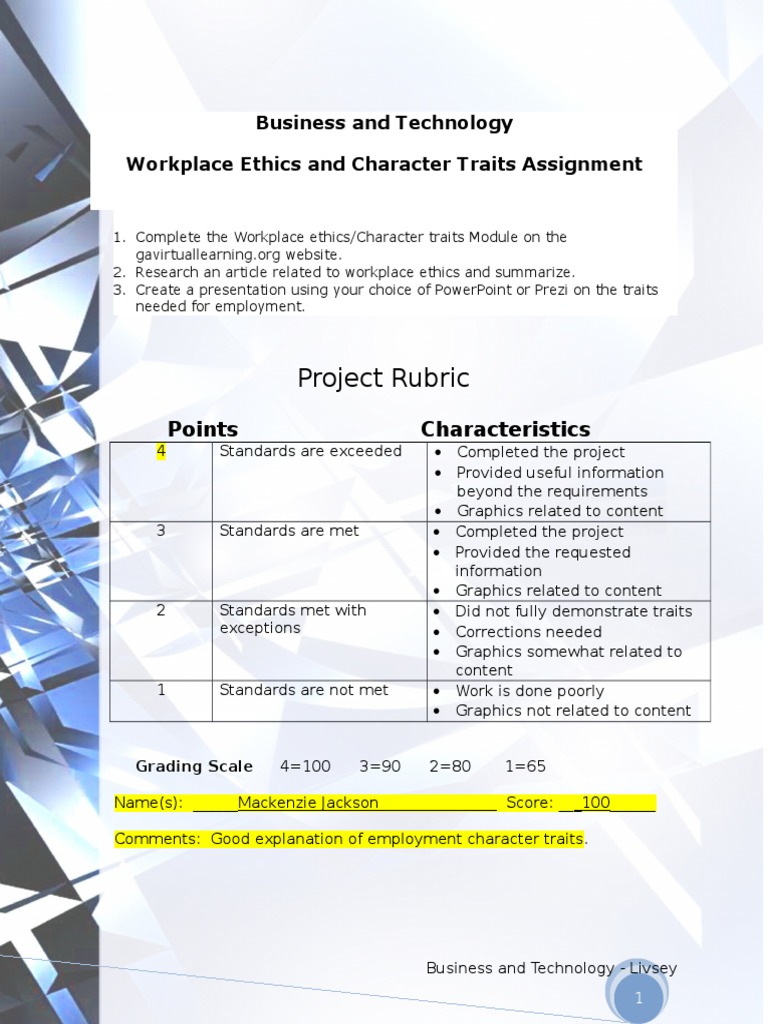M Jackson Work Ethics Powerpoint | PDF