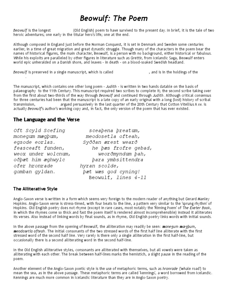 beowulf-the poem | Beowulf | Rhyme