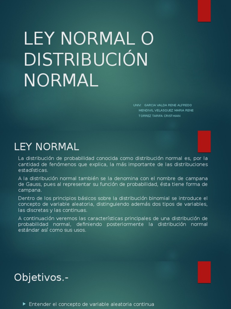 Ley Normal o Distribución Normal | PDF | Distribución de probabilidad ...