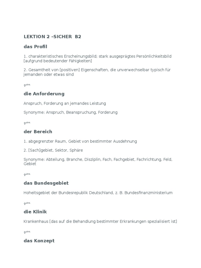 Sicher B2 Wortschatz Lektion 2 | PDF