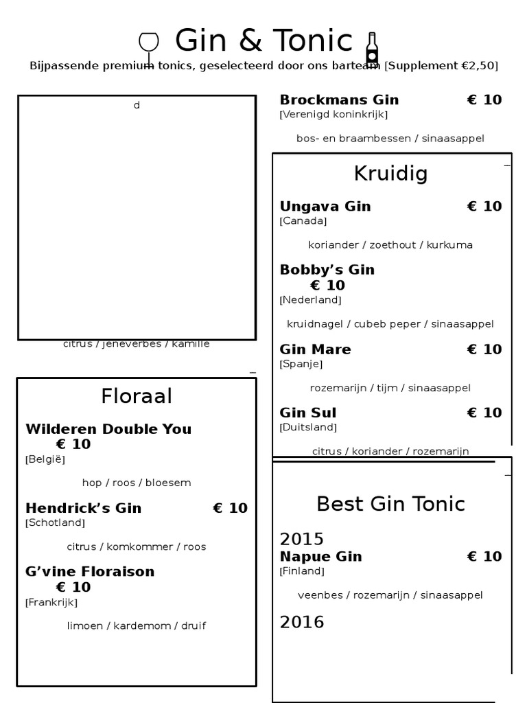 Gin Tonic Kaart | PDF
