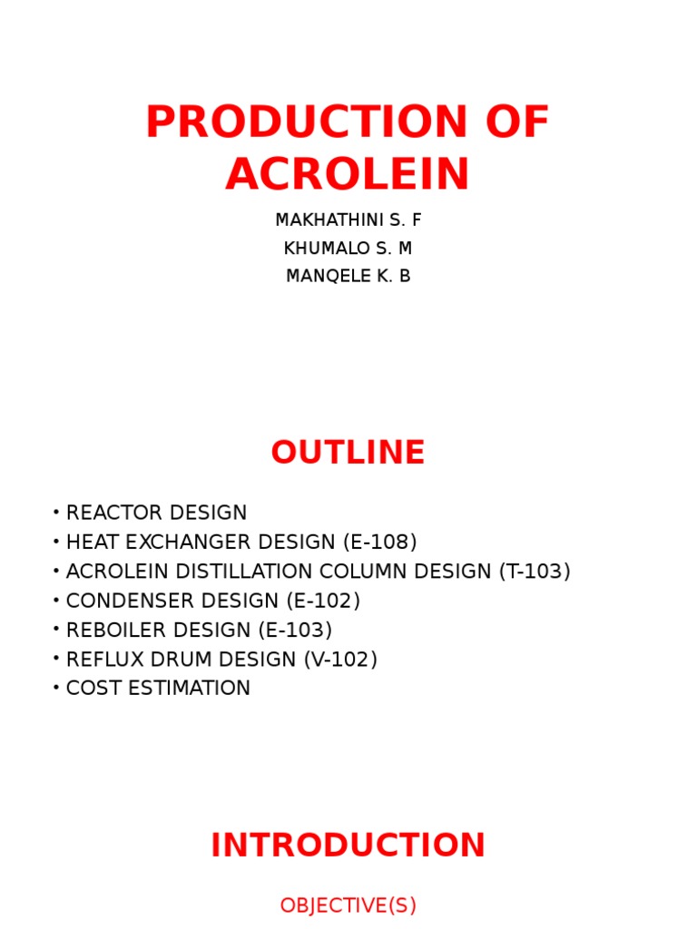 Production of Acrolein | PDF | Heat Exchanger | Chemical Reactor