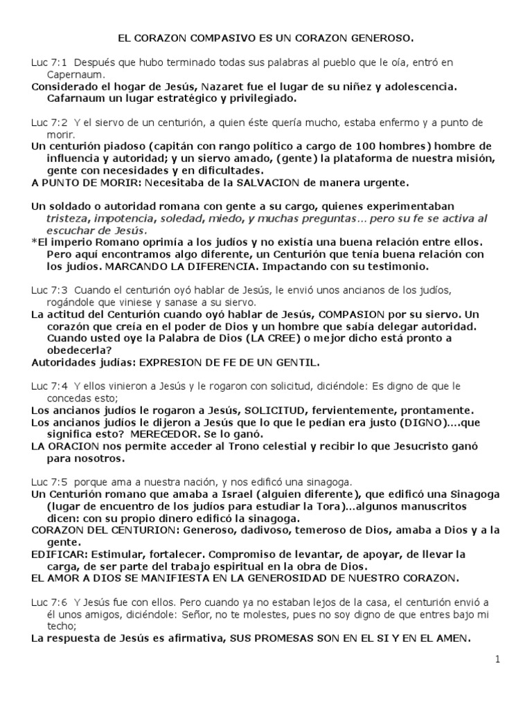 El Corazon Compasivo Es Un Corazon Generoso | PDF | Fe | Jesús