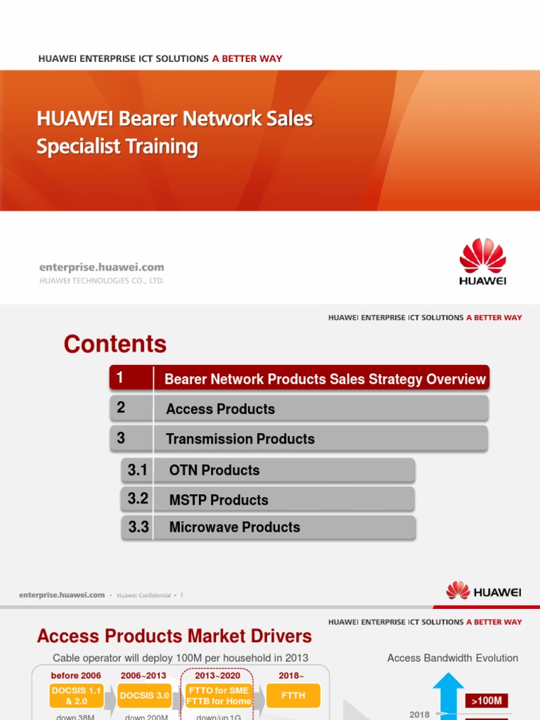 01-HUAWEI Bearer Network Sales Specialist Training V1.0 | PDF | Fiber ...