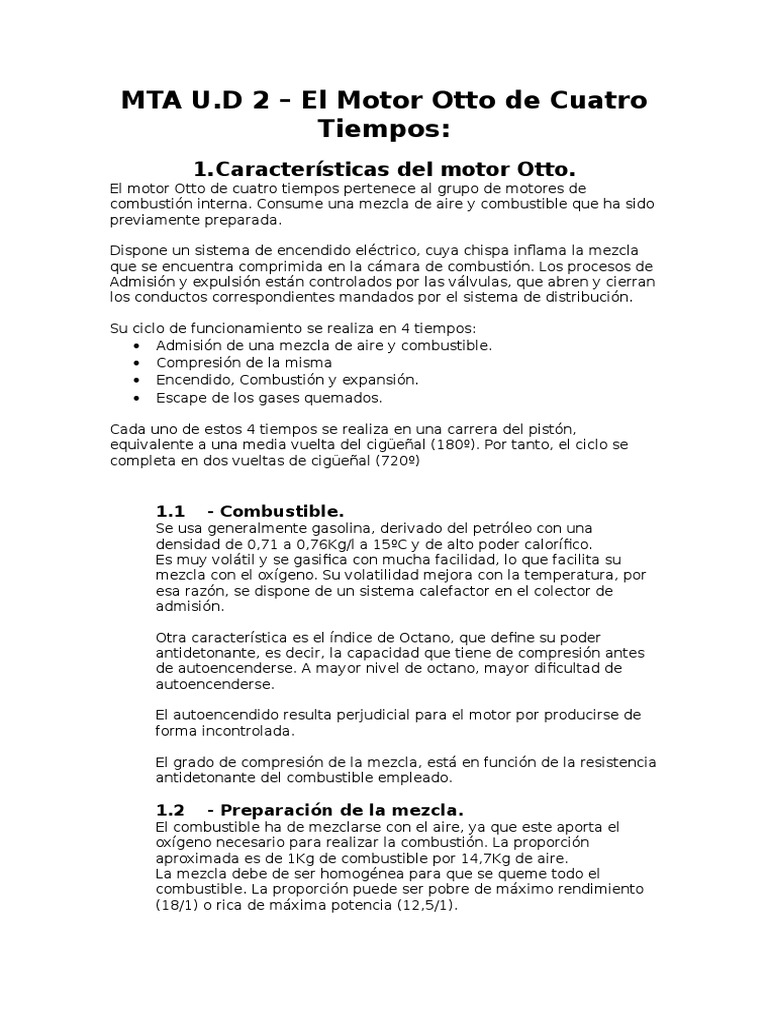 MTA UD2 - Características de Los Motores Otto | PDF | Pistón | Motor de ...