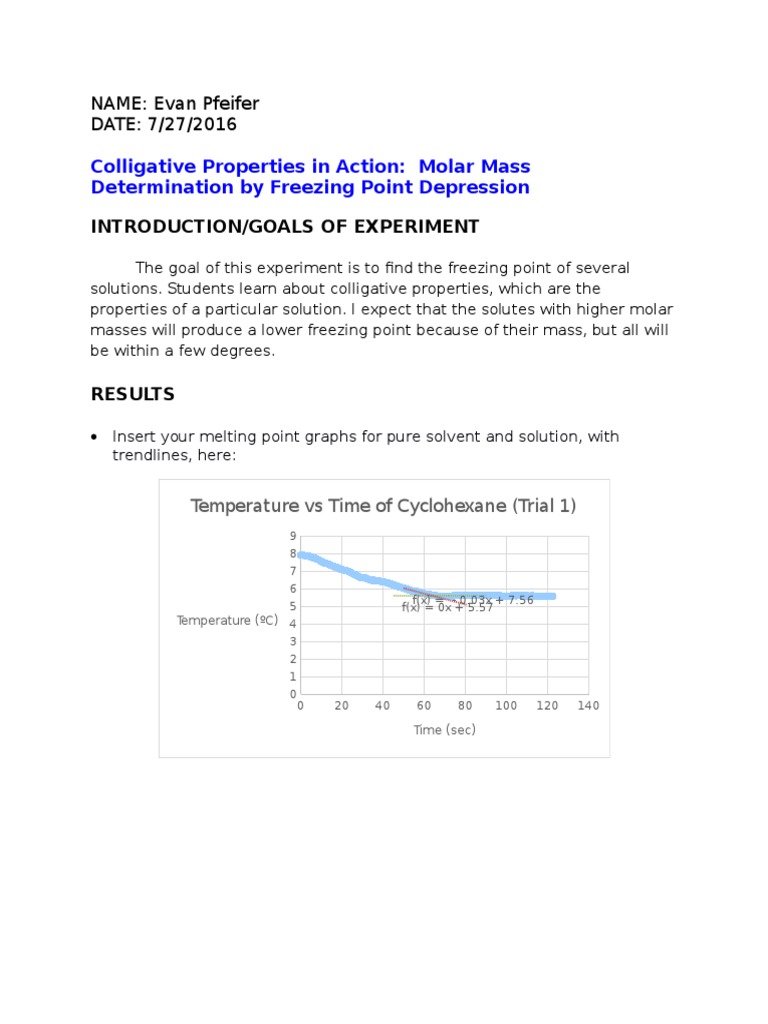 Freezing Point Depression Experiment | PDF | Melting Point | Physics