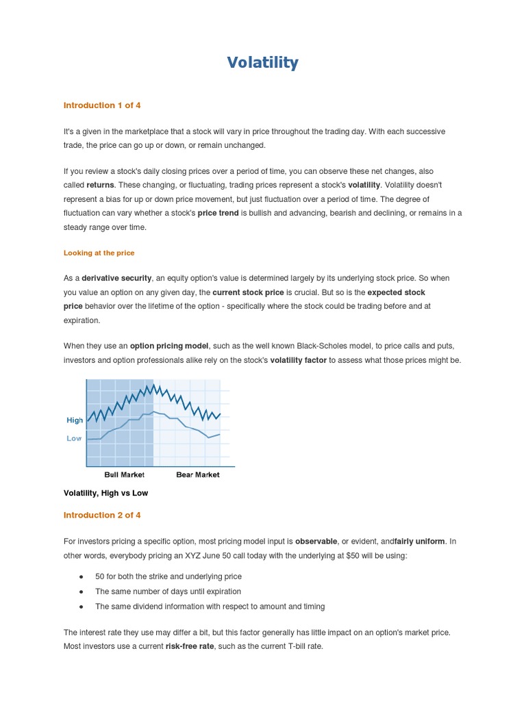 Understanding Stock Volatility and its Impact on Option Pricing | PDF ...