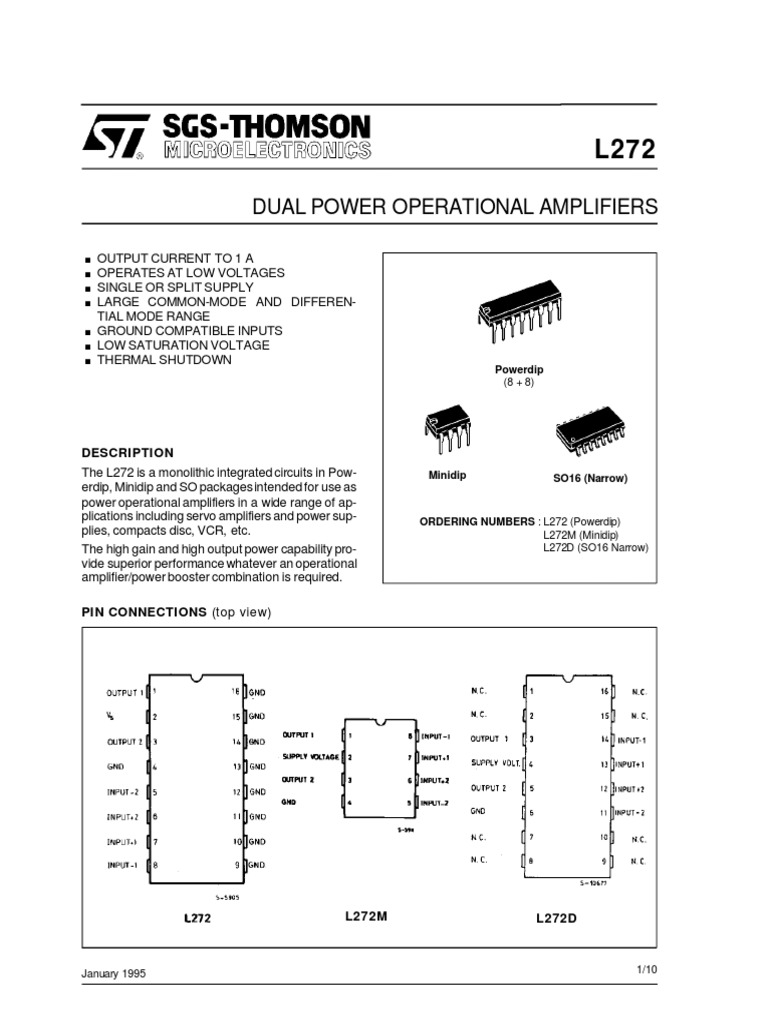 datasheet L272M | Amplifier | Operational Amplifier