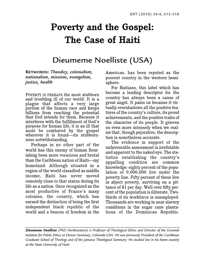 Poverty and The Gospel. The Case of Haiti | PDF | Haiti | Protestantism