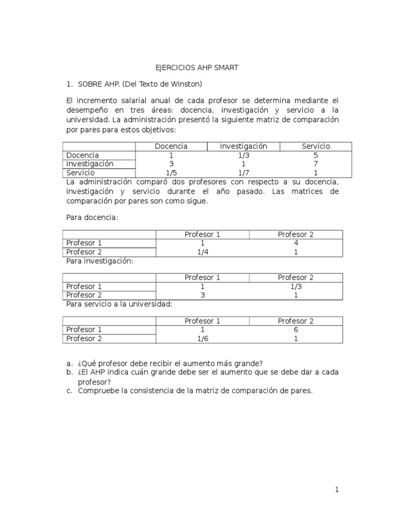 Ejercicios Smart Ahp | PDF