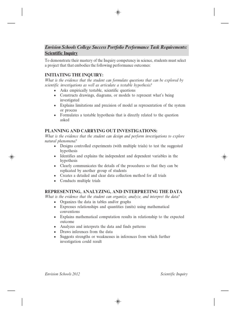 Scientific Inquiry Performance Task Guide | PDF | Experiment ...