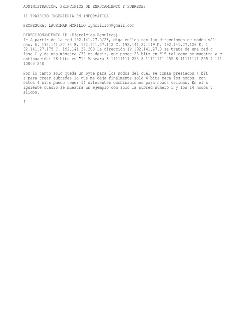 Ejercicios Resueltos Direccionamiento Ip | PDF | Dirección IP | Protocolos de internet
