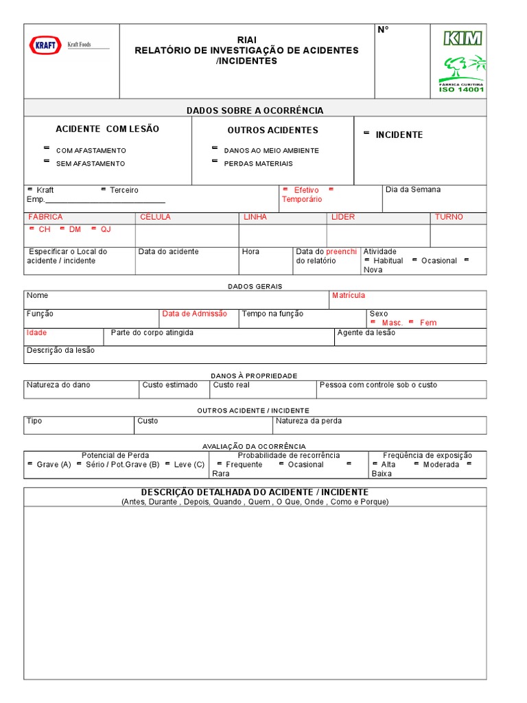 RIAI - Modelo em Branco | PDF