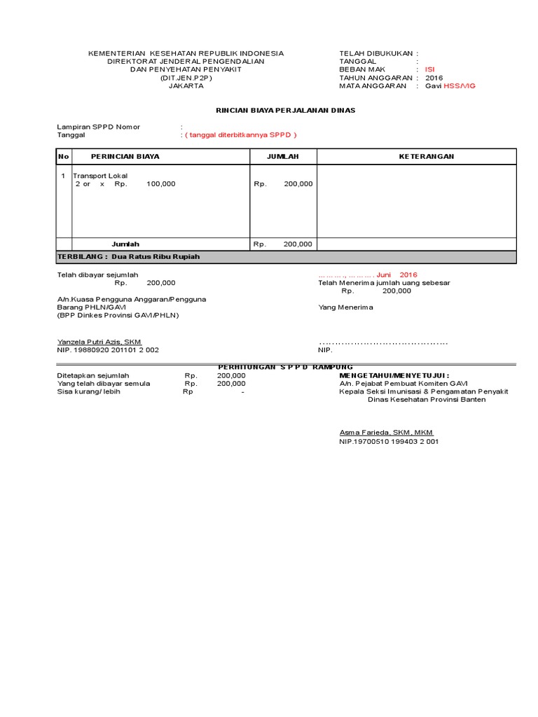 Contoh Kwitansi Rill Pernyataan DLL | PDF