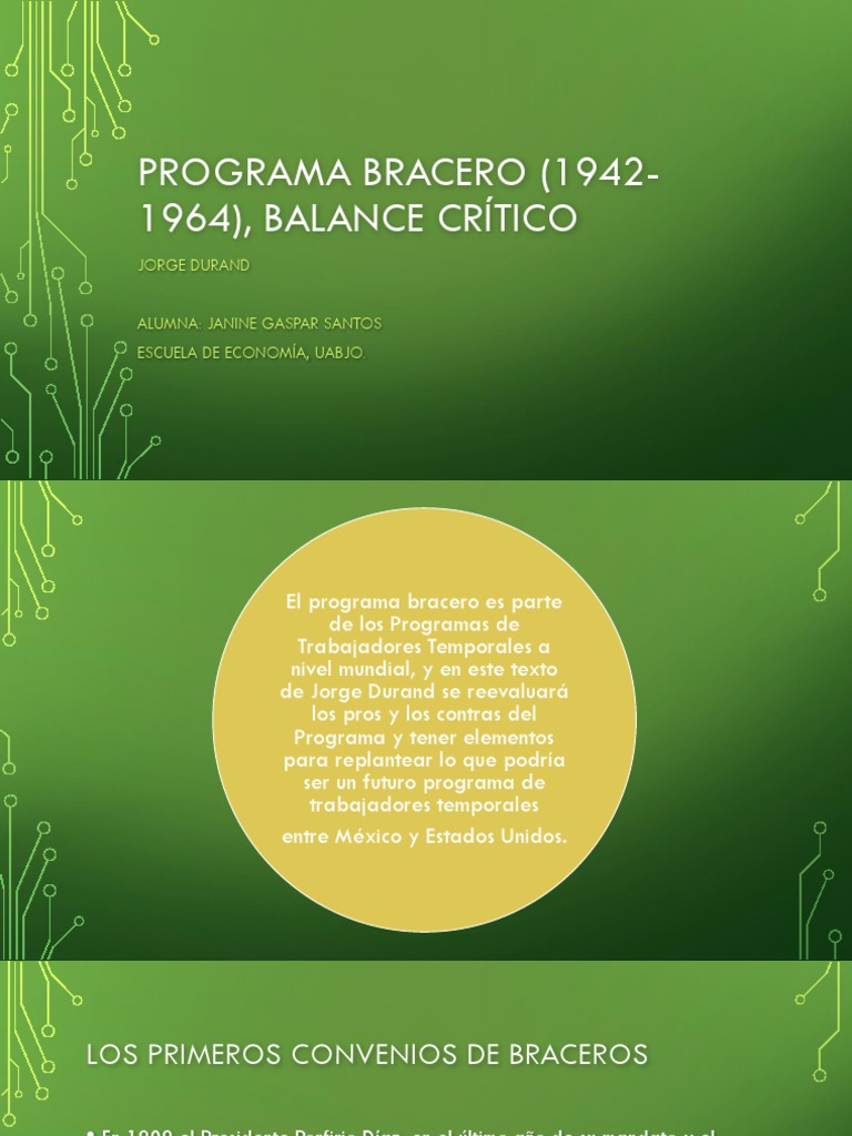 Programa Bracero (1942-1964), Balance Crítico | PDF | Migración humana ...