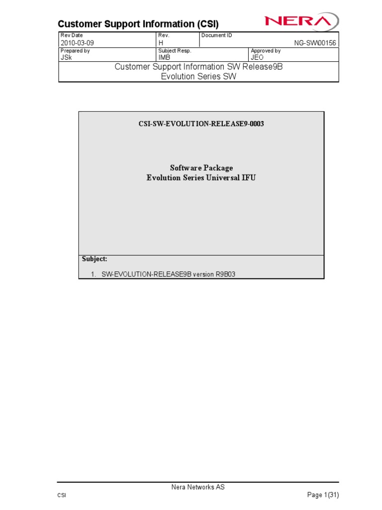 Csi SW Evolution Release9 Rev. H | PDF | Telecommunications Standards ...