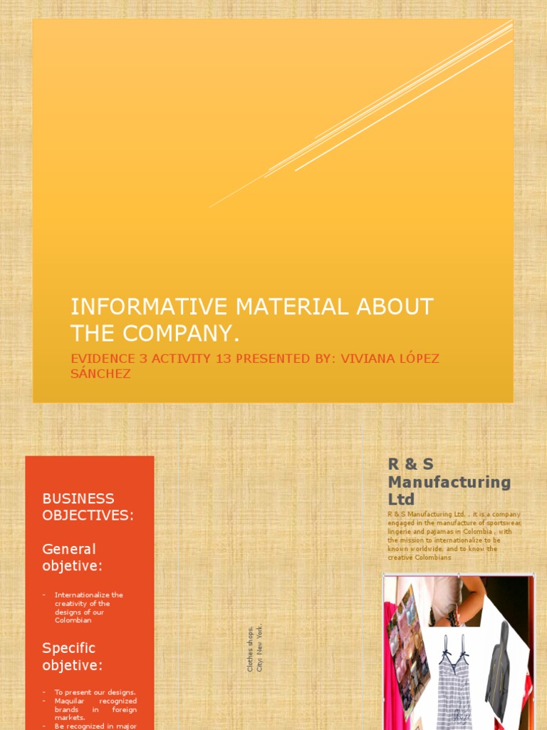 R & S Manufacturing Ltd: Colombian Fashion Exporter | PDF | Art | Lifestyle