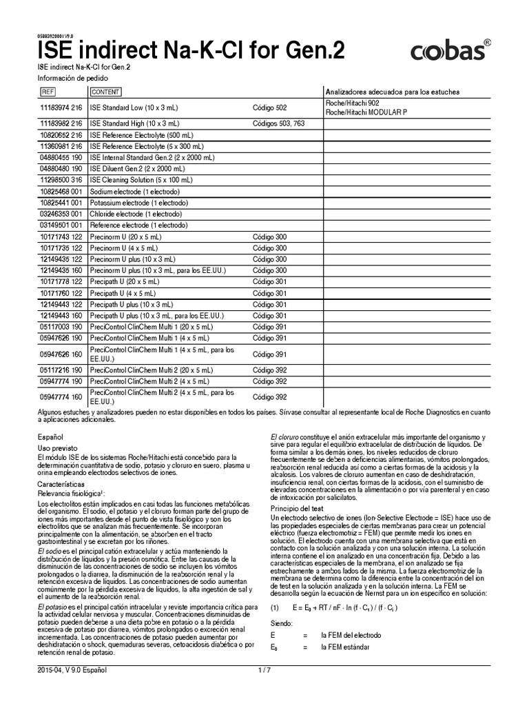 Insert - Ise Indirect Na-K-Cl For Gen.2.05883920001.V9.Es | PDF ...