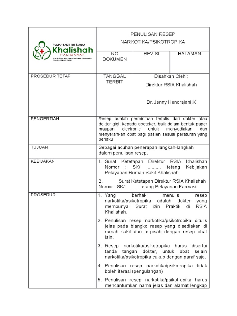 Penulisan Resep Narkotika | PDF