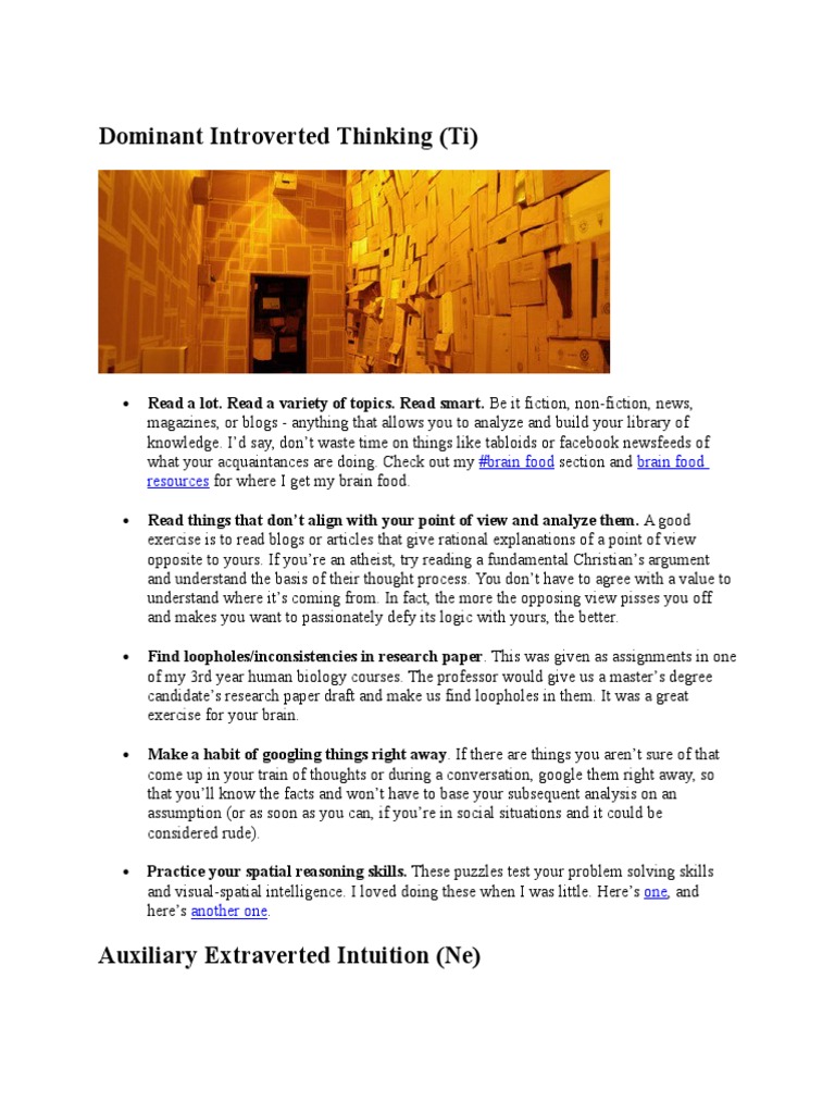 The 8 Cognitive Functions | PDF | Senses | Thought