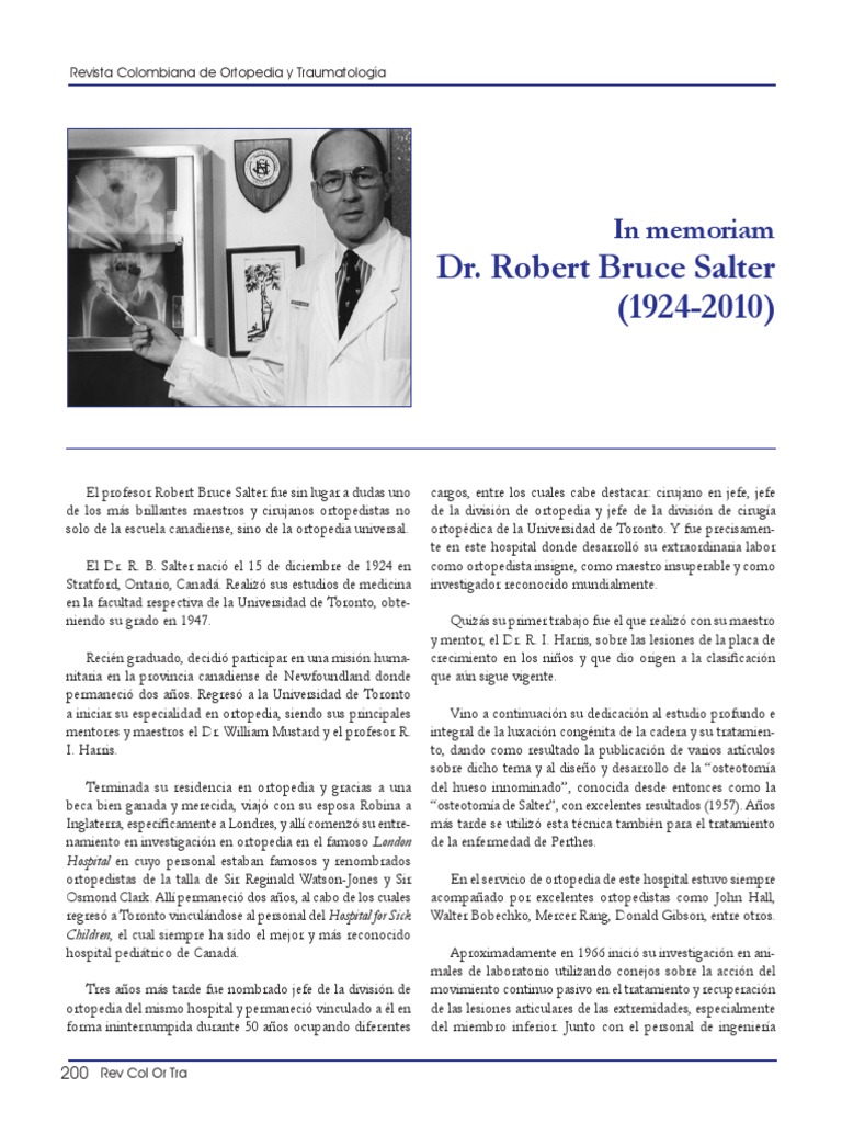 In Memoriam Dr. Robert Bruce Salter (1924-2010) | PDF | Cirugía ...
