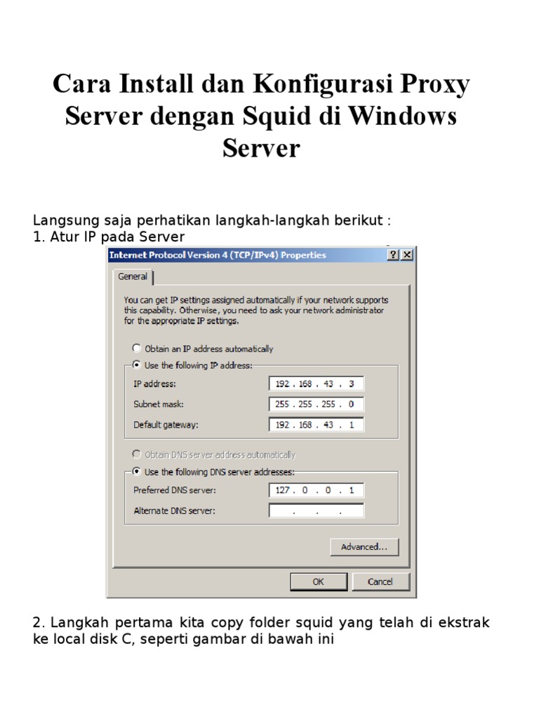 Cara Install Dan Konfigurasi Proxy Server Dengan Squid Di Windows Server | PDF