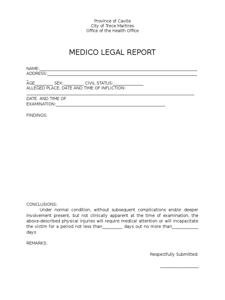 Medico Legal Report | PDF