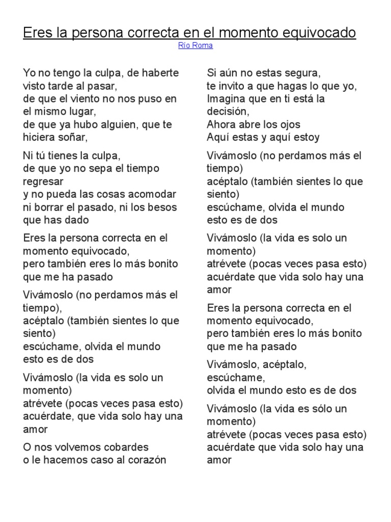 Eres La Persona Correcta en El Momento Equivocado | PDF