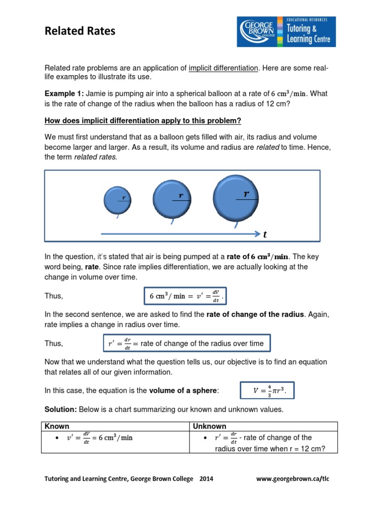 Related Rates | PDF | Equations | Derivative