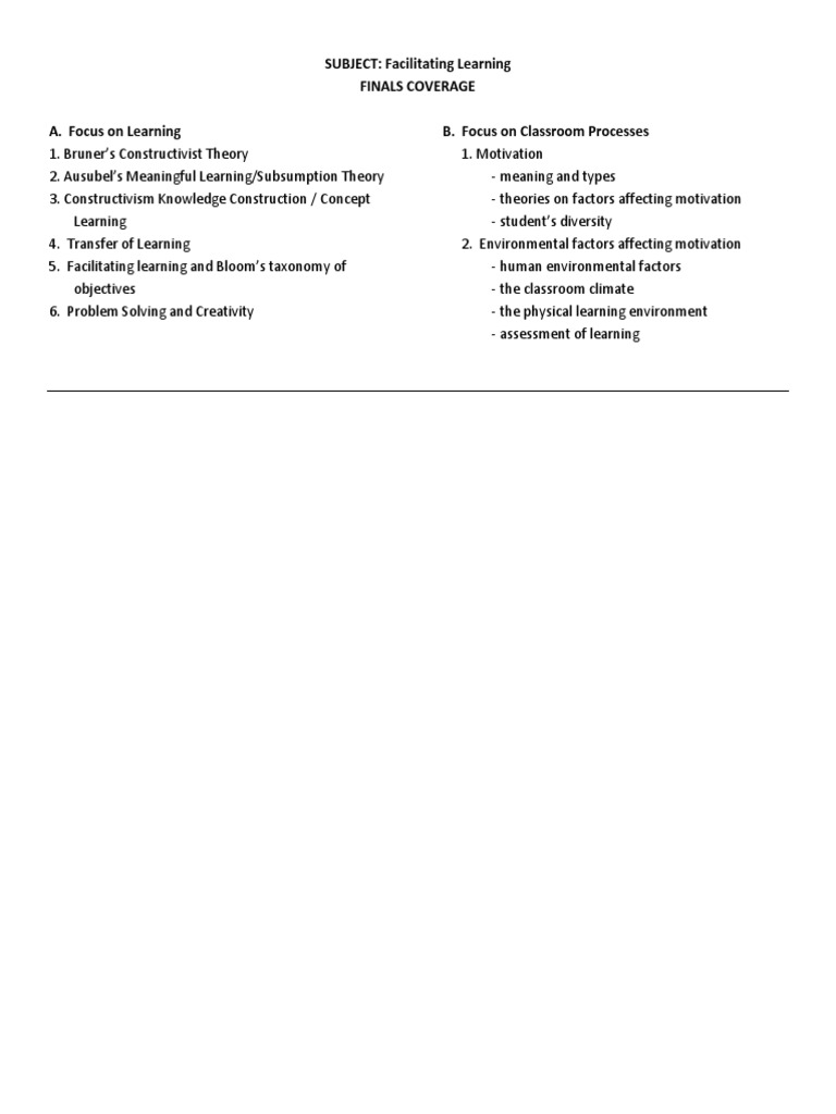 Facilitating Learning Handouts - Finalspdf | PDF | Constructivism ...