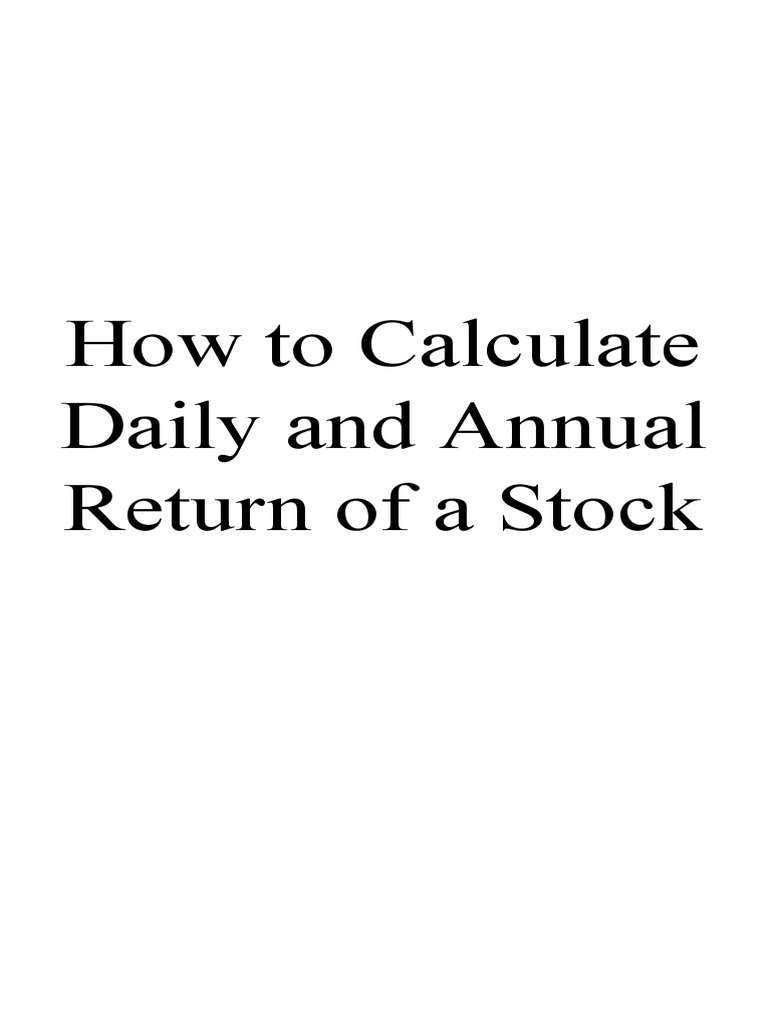 How To Calculate Daily Return of A Stock PDF | PDF | Chart | Stocks