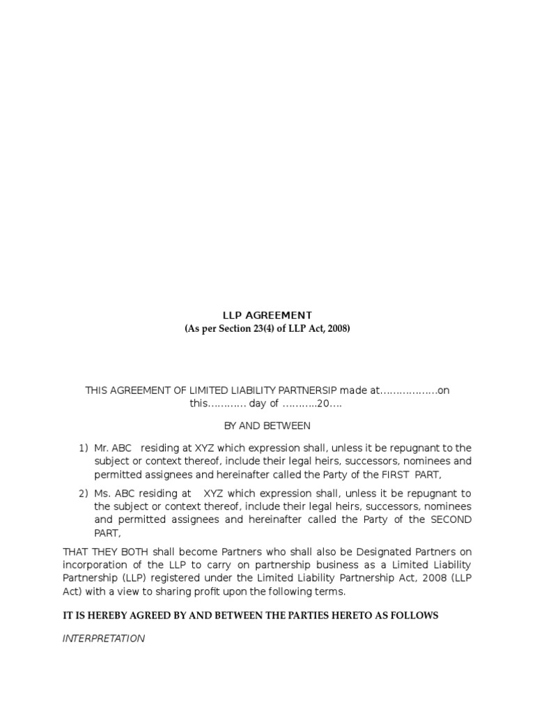New LLP Format | PDF | Limited Liability Partnership | Law