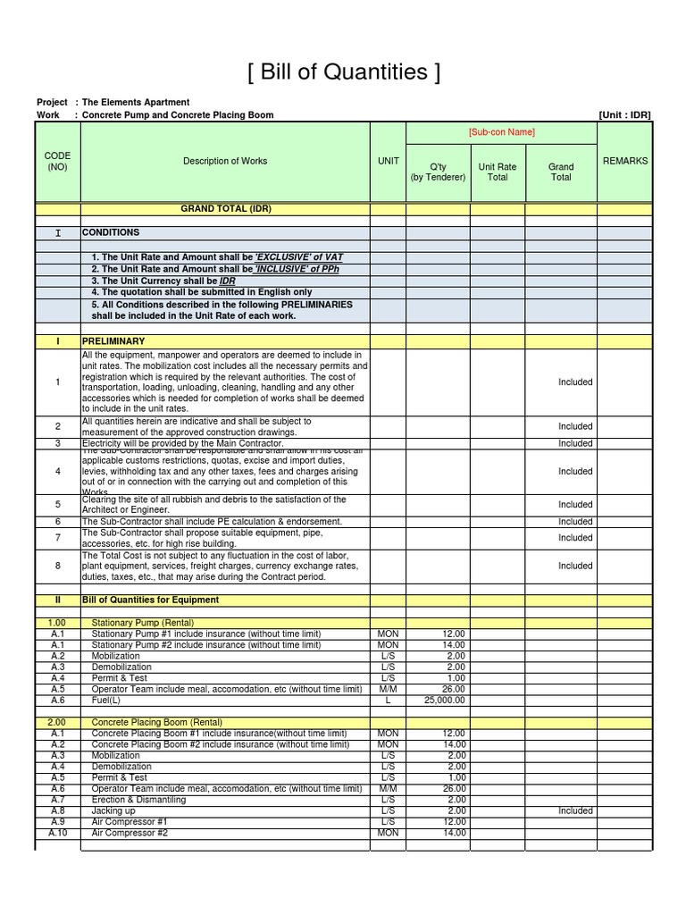 Bill of Quantities Rev.2 (IMEK-CP-151217) | Taxes | Pipe (Fluid Conveyance)