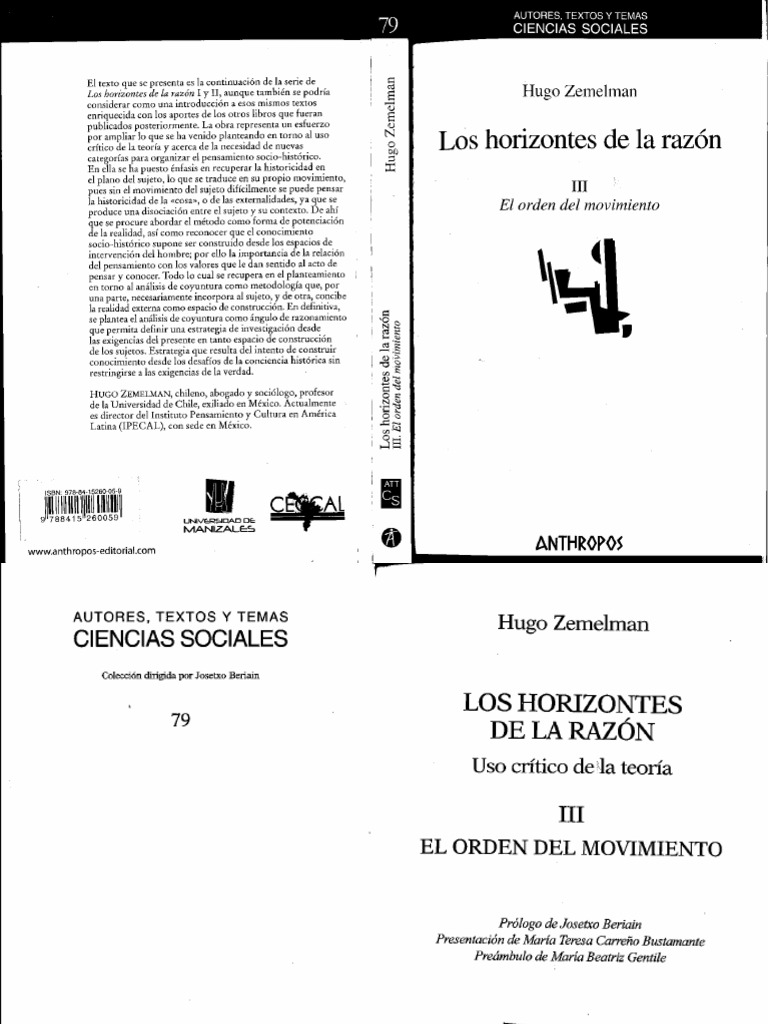 Horizontes Razón Tomo III. Hugo Zemelman PDF | PDF
