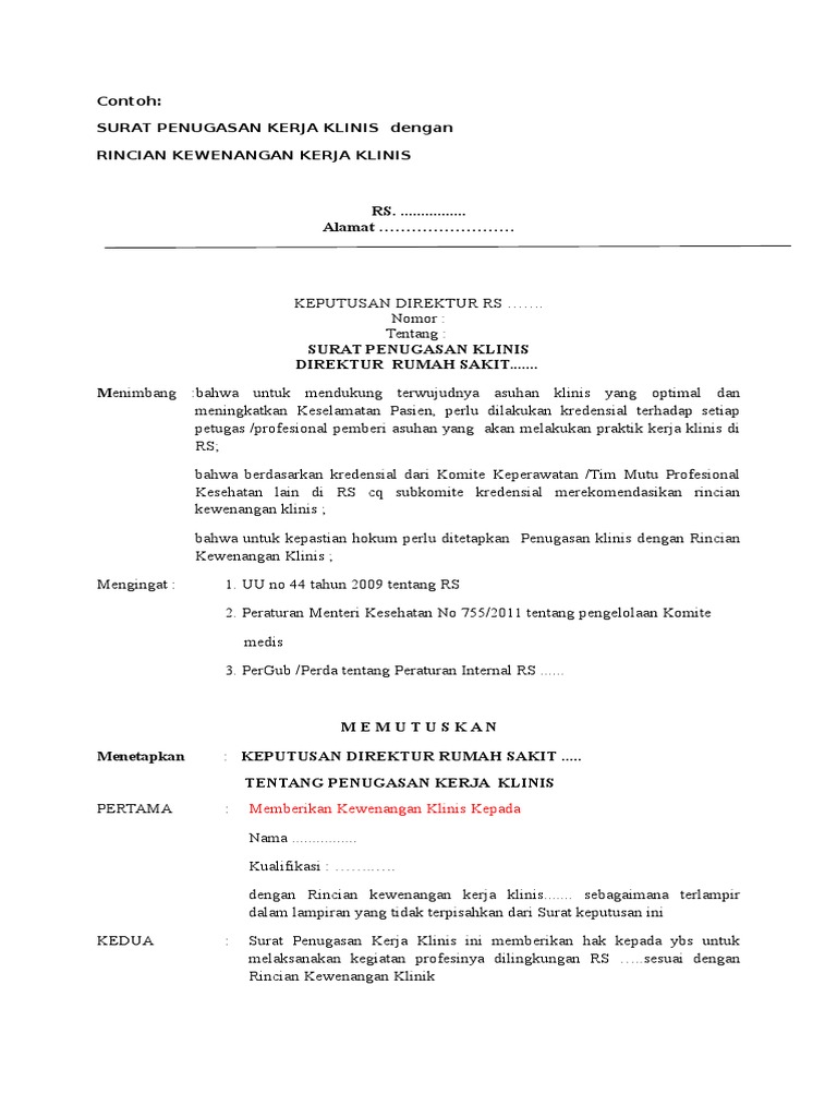 Contoh 1 Dokumen SPKK Dan RKKK Perawat Dan Profesional Kesehatan Lain | PDF