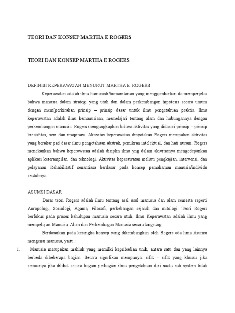 Teori Dan Konsep Martha e Rogers | PDF