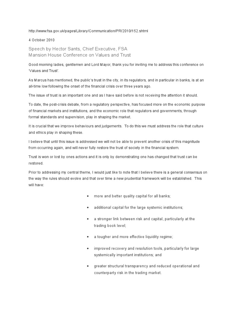 Sants 2010 | PDF | Financial Services Authority | Behavior